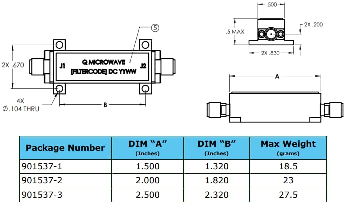 Lumped Element Filters - Amphenol Q Microwave | Mouser